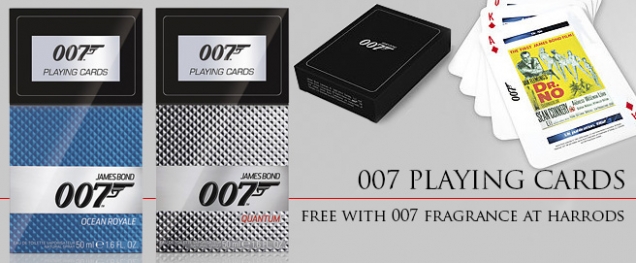 007 playing cards with 007 Fragrance at Harrods | Bond Lifestyle